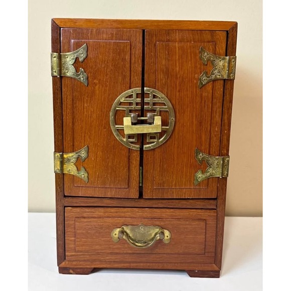 Jewelry | Vintage Asian Brass Trim Jewelry Box Missing Key | Poshmark